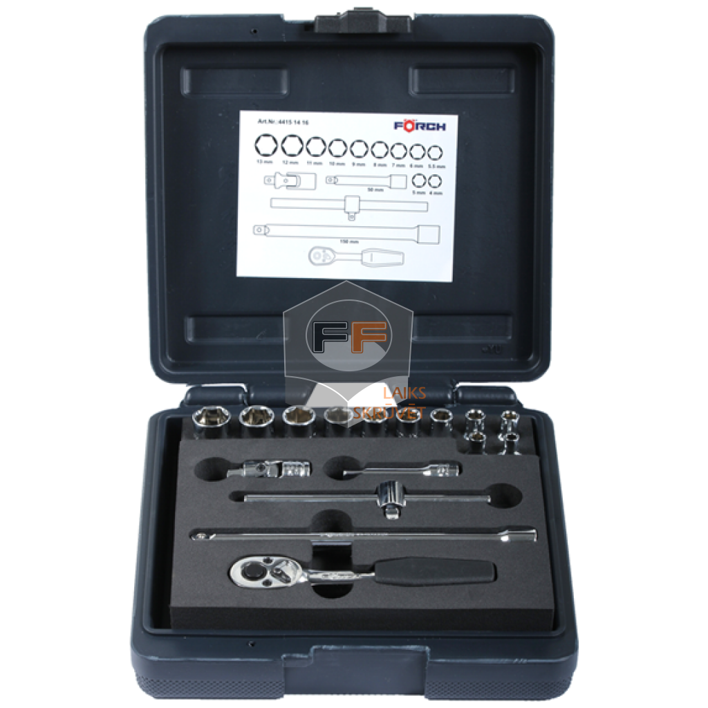 Socket Wrench Set 1/4" Hexagon 16-Piece - ForceFix