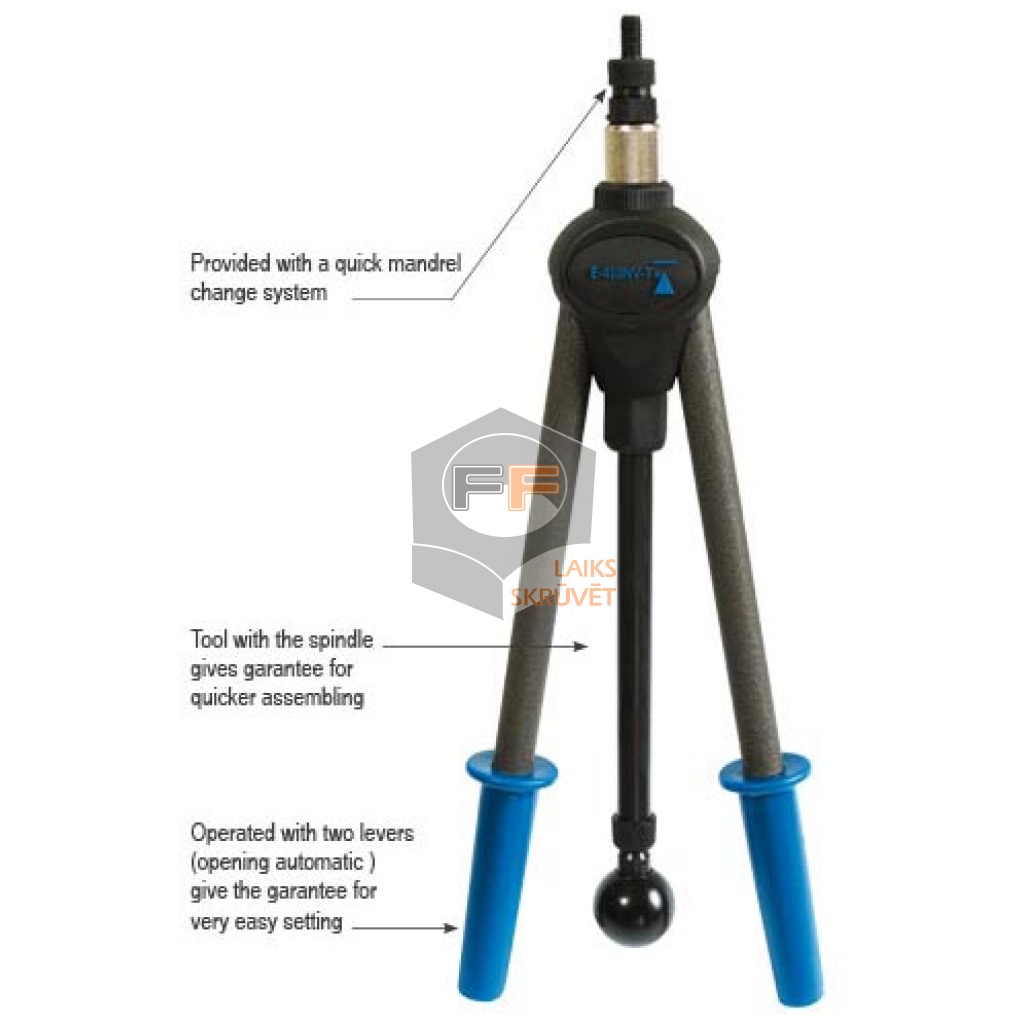 E-410NV-T Vītņu kniežu pistole M4-M10 kniedēm Al/Tērauds/A2 - ForceFix